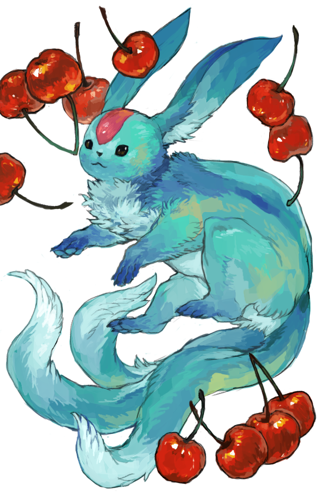 Safebooru - :3 animal focus aokarasu punko black eyes blue fur carbuncle (final fantasy) cherry ...