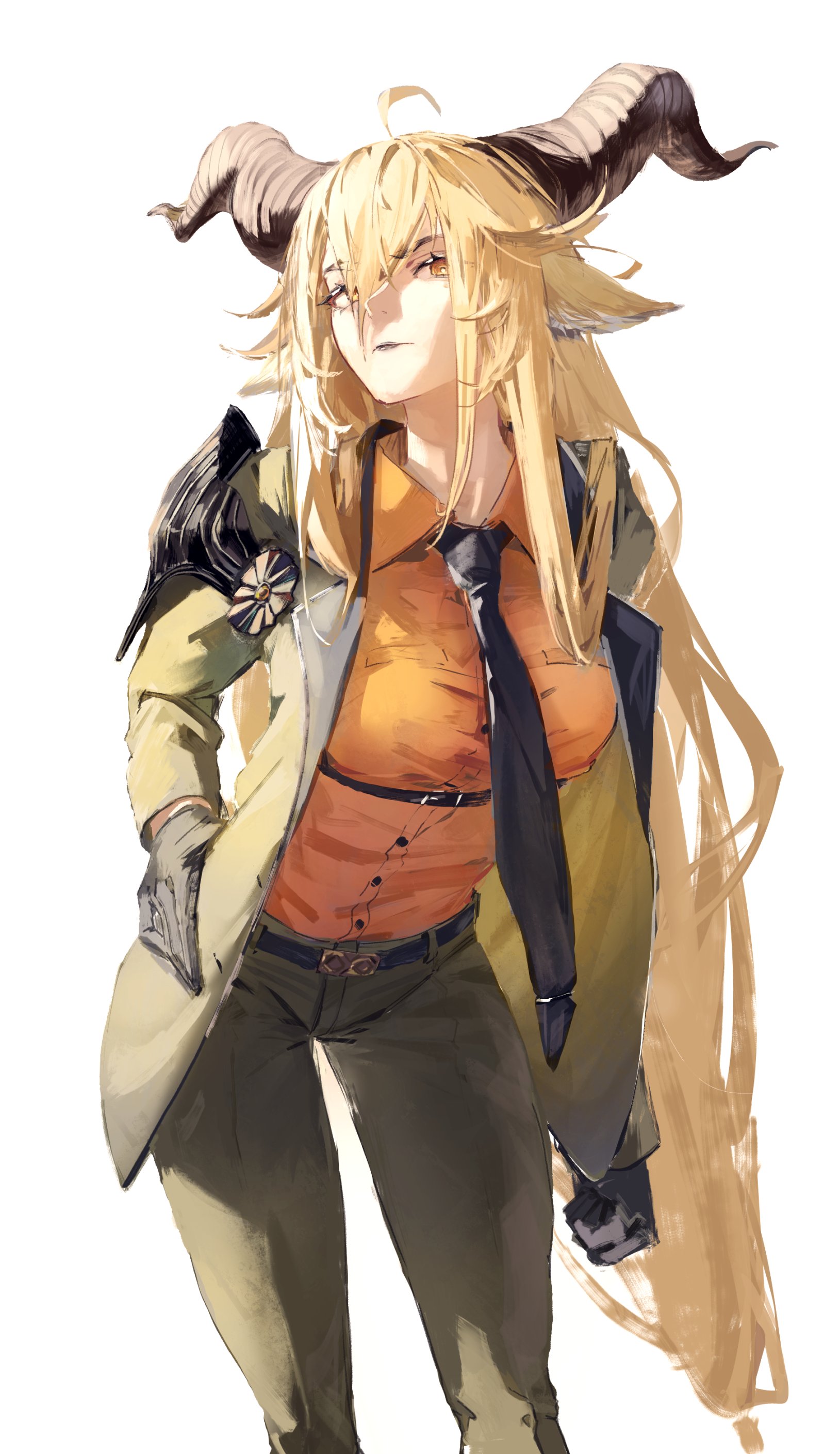 Safebooru - 1girl absurdres animal ears arknights asymmetrical sidelocks belt chain black ...