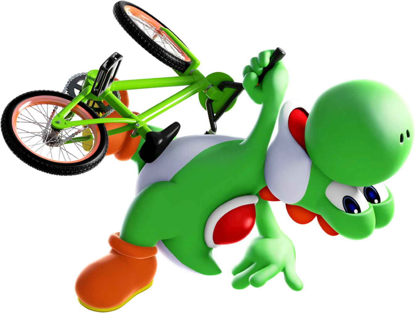 Safebooru - 1boy 3d arms up bicycle big nose blue eyes bmx colored skin ...