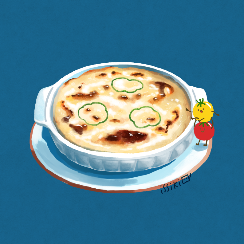 Safebooru - artist name blue background doria (food) food food focus ...