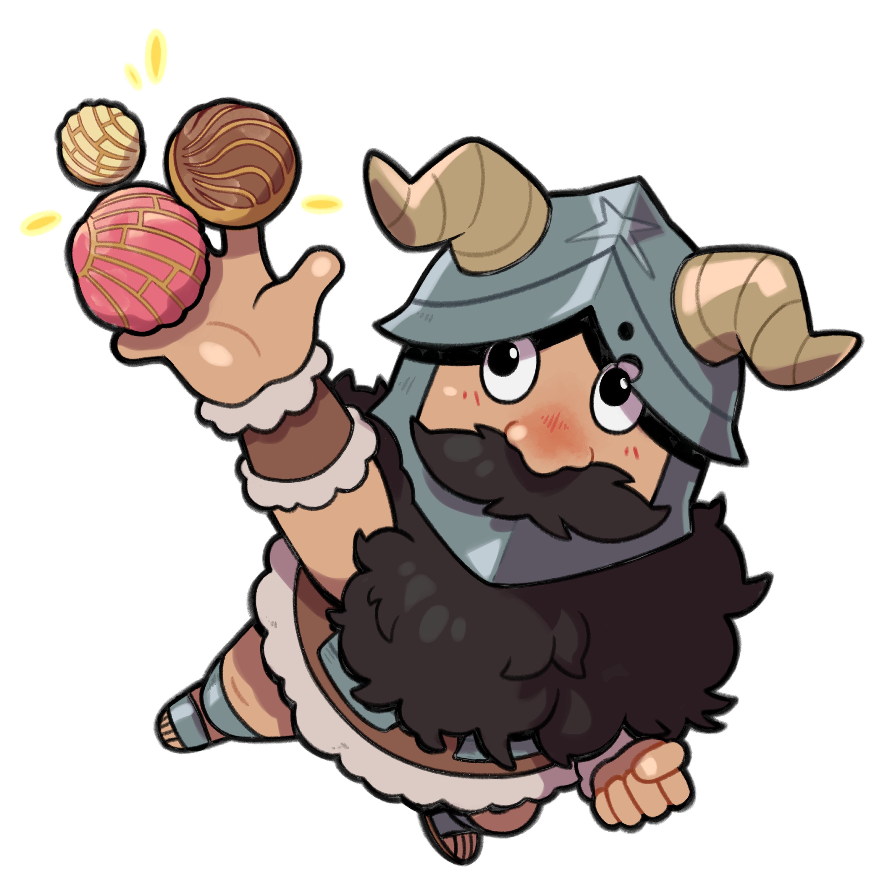 Safebooru - 1boy absurdres beard brown hair chibi dungeon meshi dwarf facial hair fake horns ...