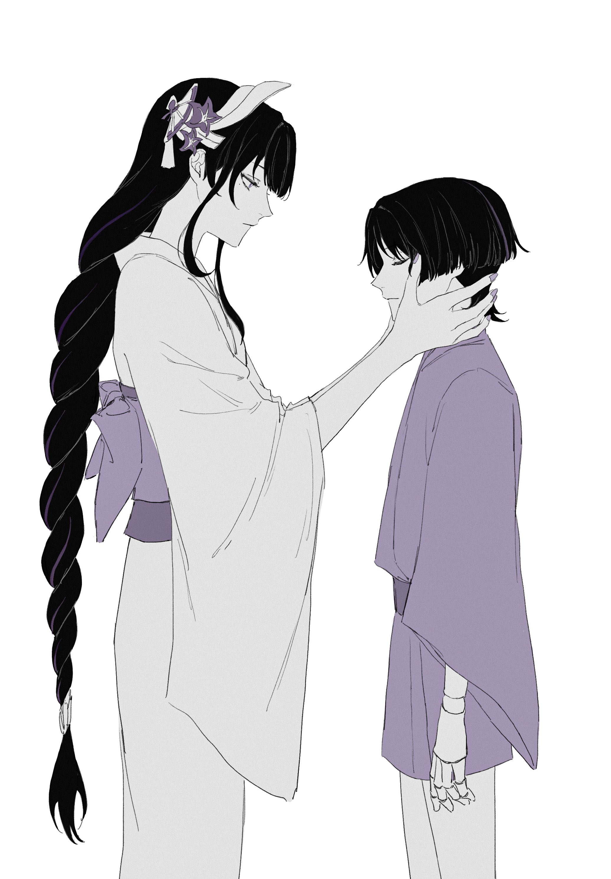 Safebooru - 1boy 1girl absurdres blunt bangs braid closed eyes closed mouth doll joints from ...