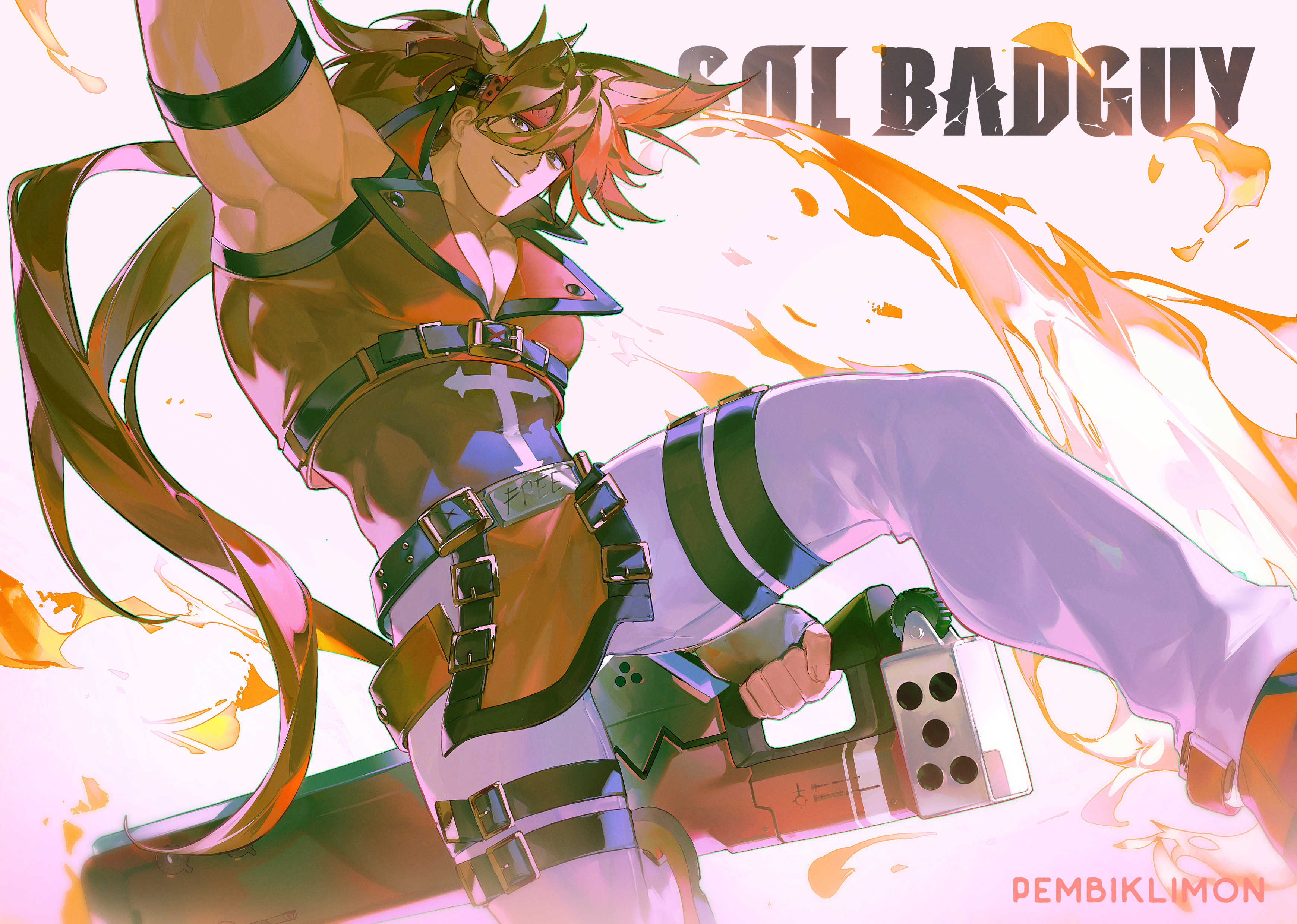 Safebooru - 1boy absurdres belt brown hair fingerless gloves gloves guilty gear guilty gear ...