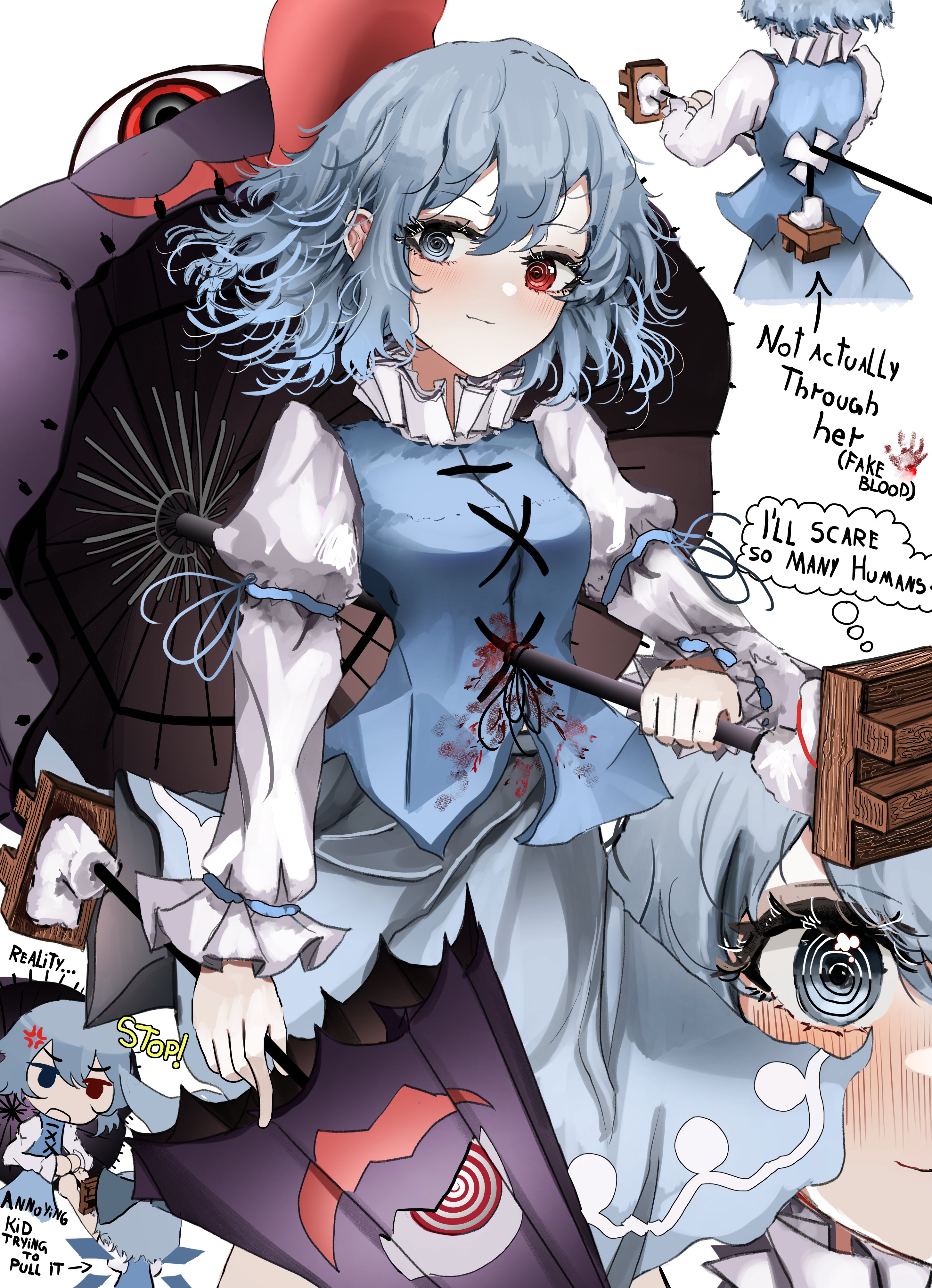 Safebooru - 2girls absurdres anger vein blood blue eyes blue hair blush cirno english text ...