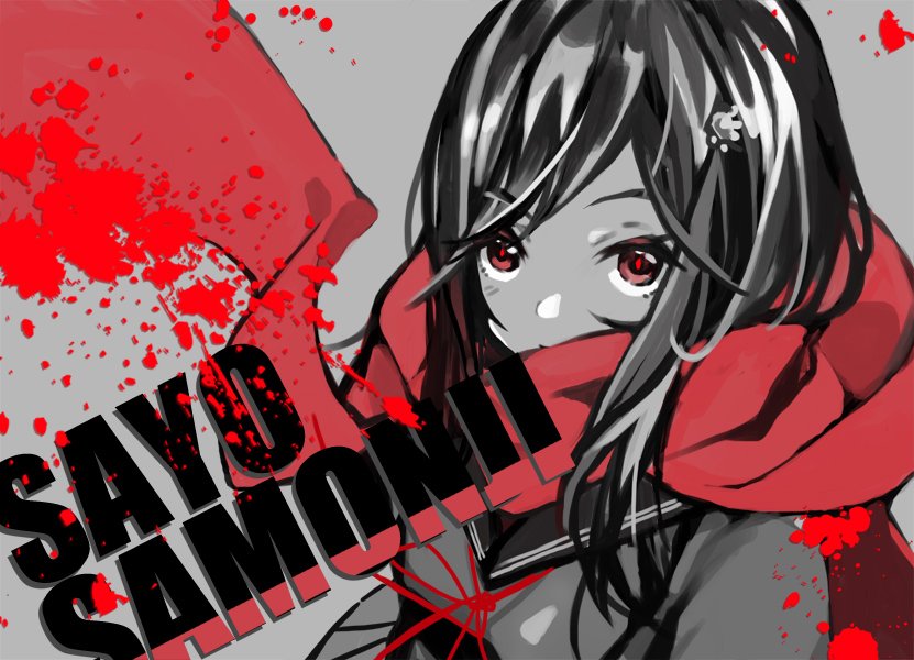 Safebooru - 07touka25 1girl black hair black serafuku black shirt blood ...