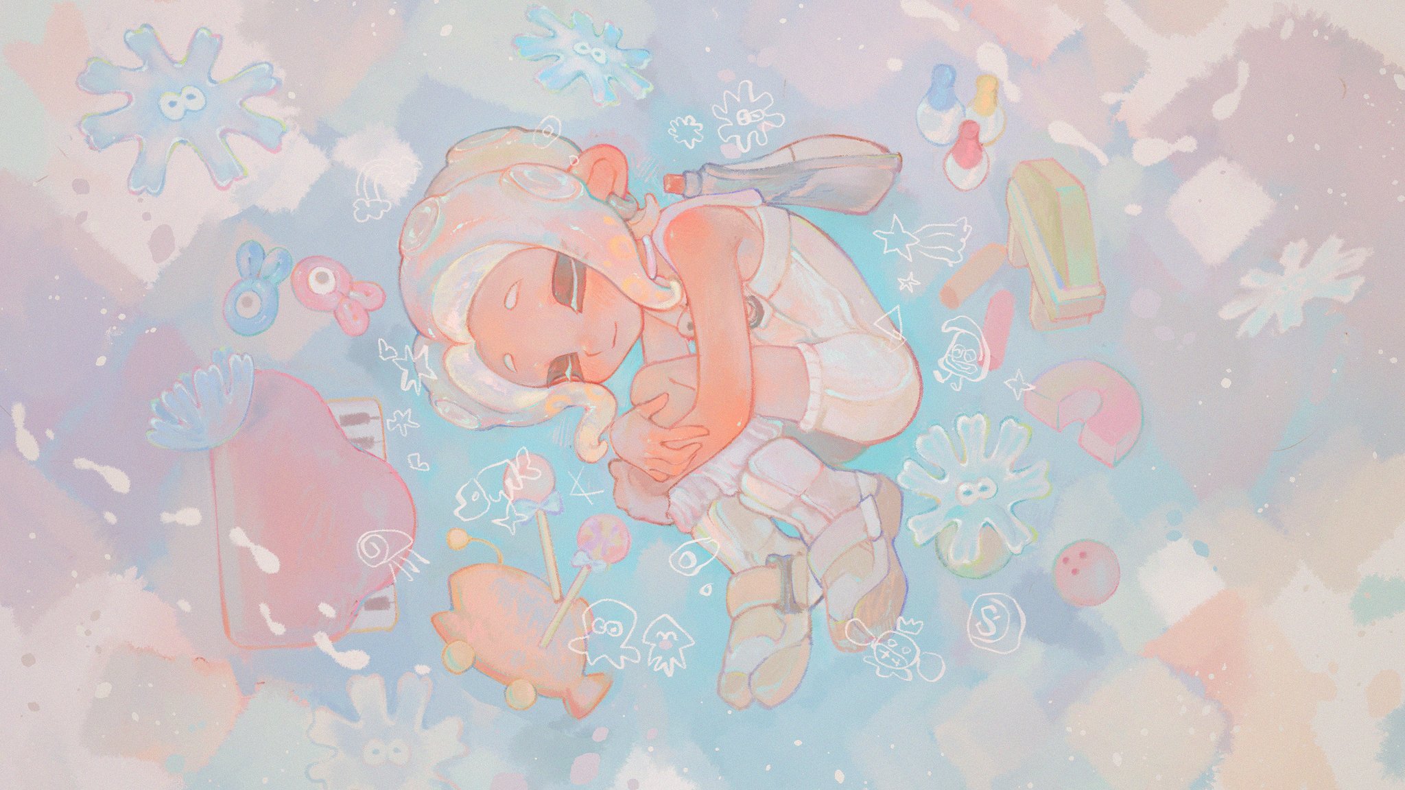 Safebooru - 1girl agent 8 (splatoon) blonde hair blue hair bodysuit ...