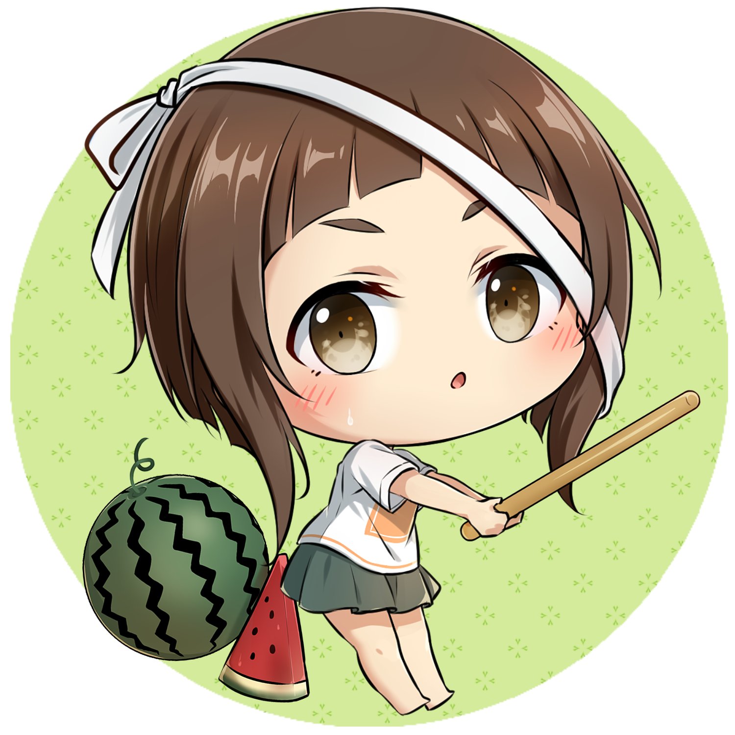 Safebooru - 1girl :o barefoot blush brown eyes brown hair chibi eda ...