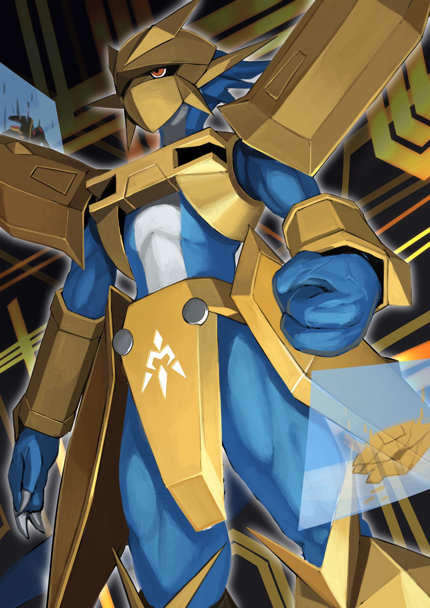 Safebooru - alphamon alternate universe armor bakeneko38 blue skin ...