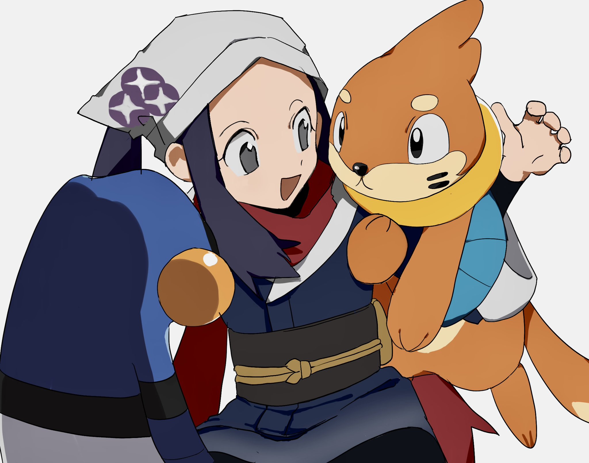 Safebooru - 1girl :d akari (pokemon) black pantyhose black sash blue ...