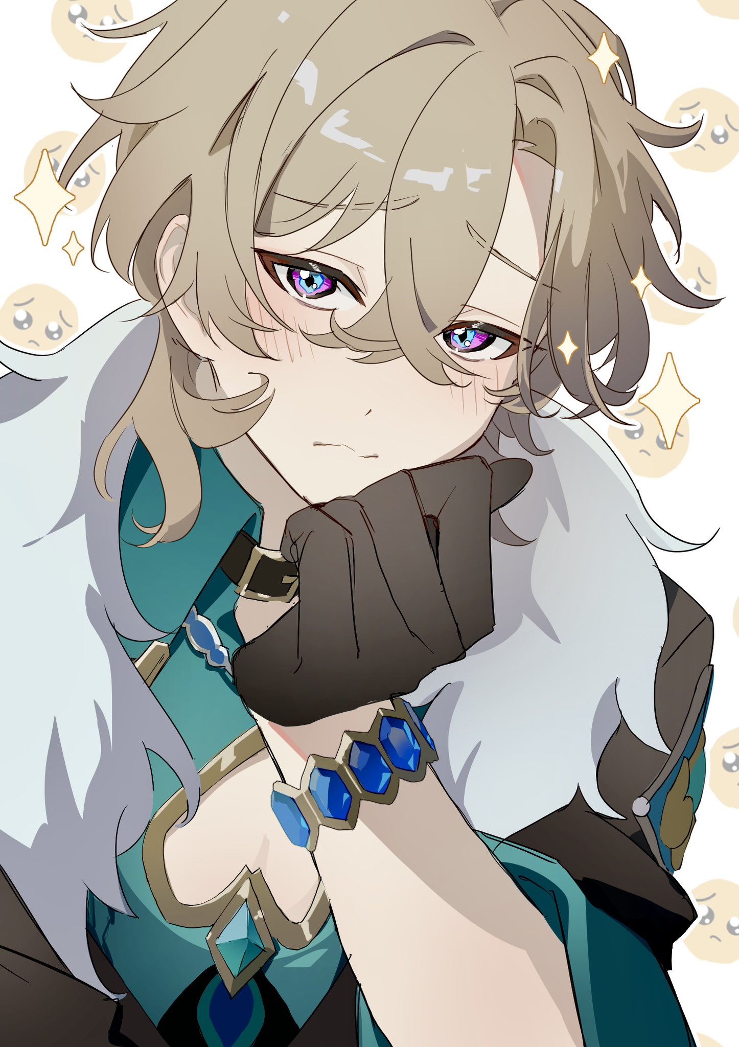 Safebooru - 1boy aventurine (honkai: star rail) black gloves blonde hair blue eyes blush ...