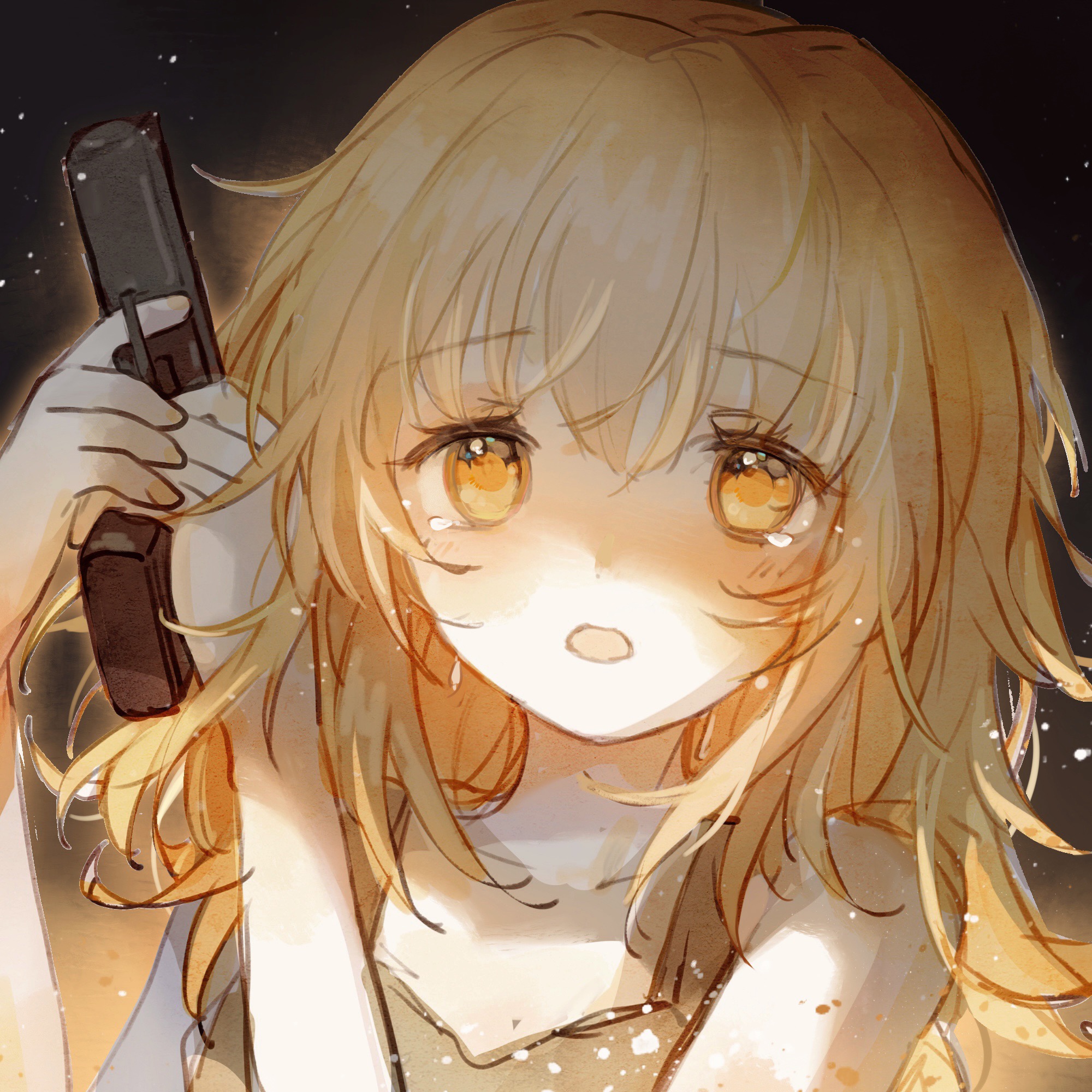 Safebooru - 1girl blonde hair blush cagalli yula athha green shirt gun ...