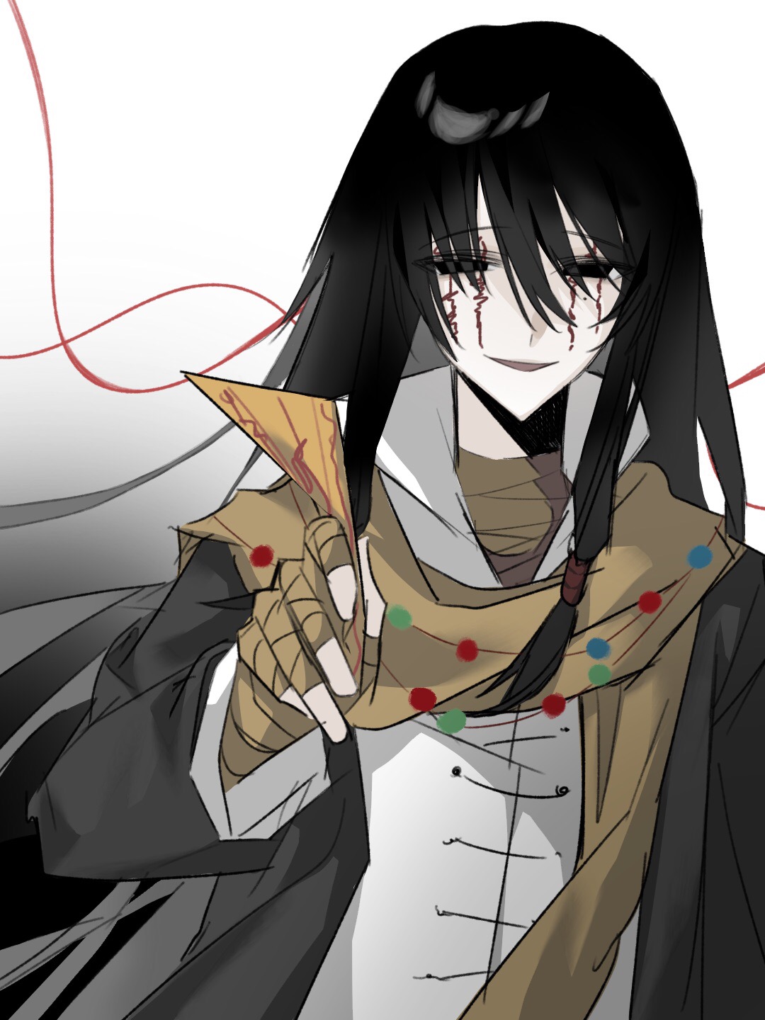Safebooru - 1boy bandaged hand bandaged neck bandages black eyes black hair black jacket chinese ...