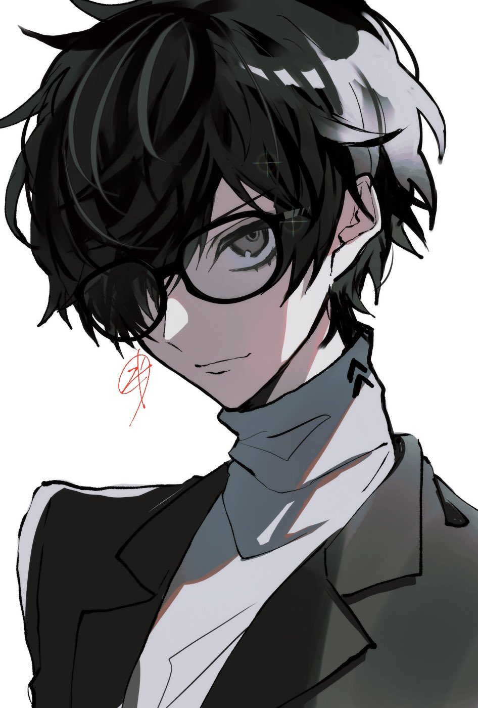 Safebooru - 1boy a d chi amamiya ren black-framed eyewear black hair black jacket closed mouth ...