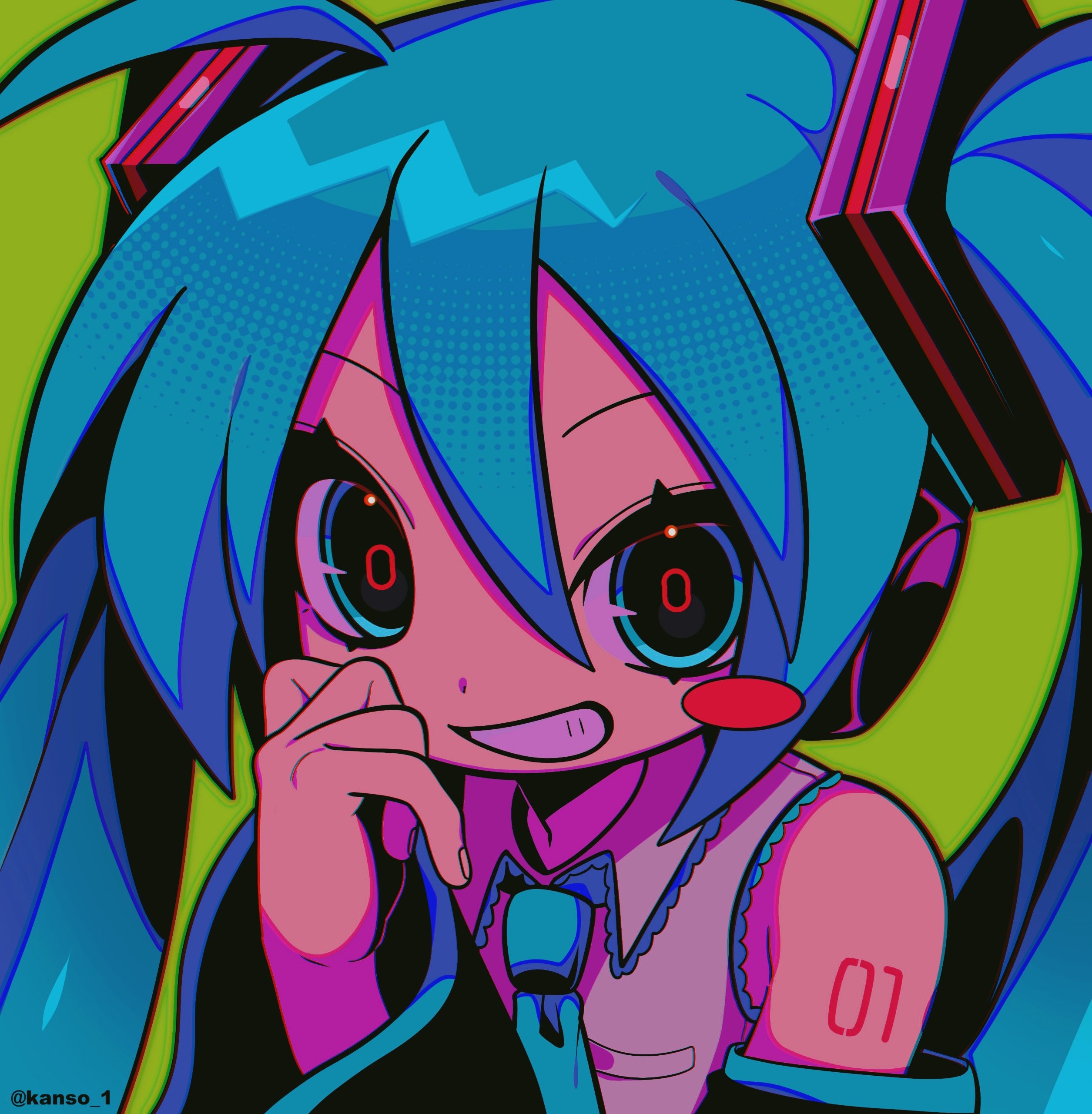 Safebooru - 1girl absurdres ahoge aqua eyes aqua hair aqua necktie aqua trim bare shoulders ...