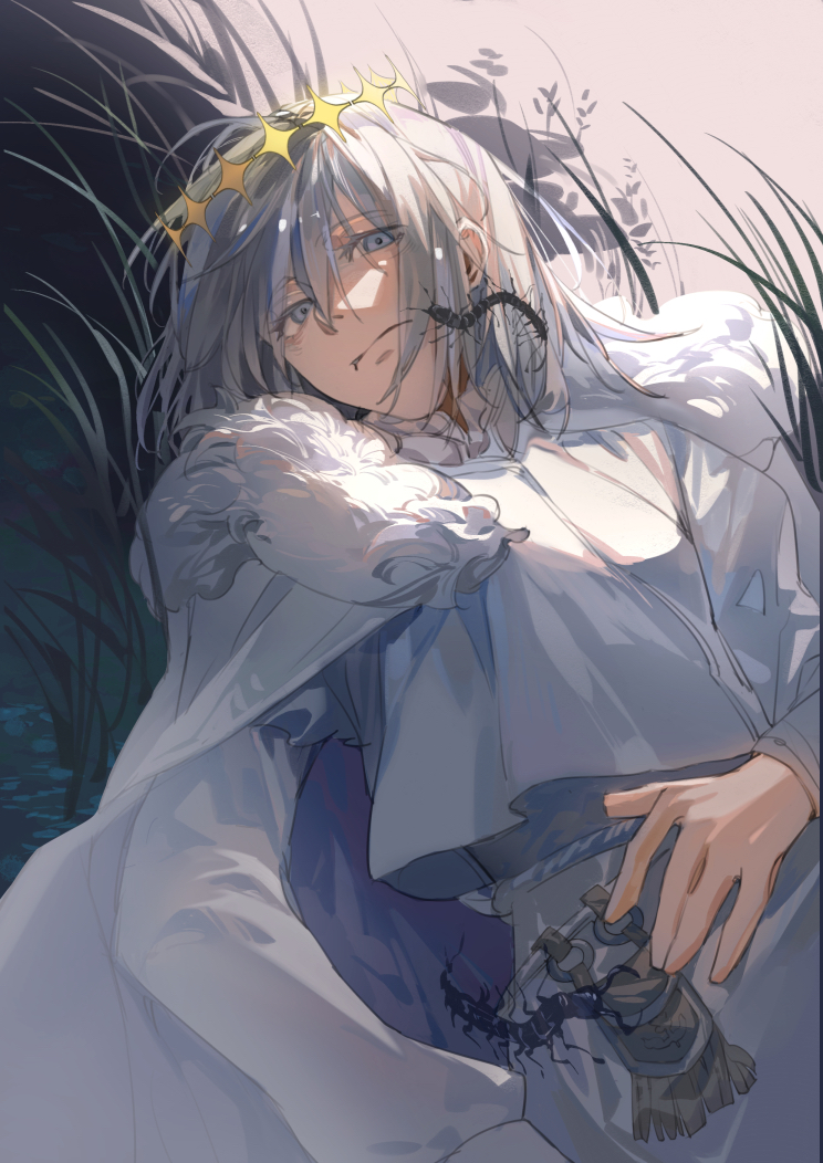 Safebooru - 1boy blue eyes bug centipede cloak crown diamond hairband ...
