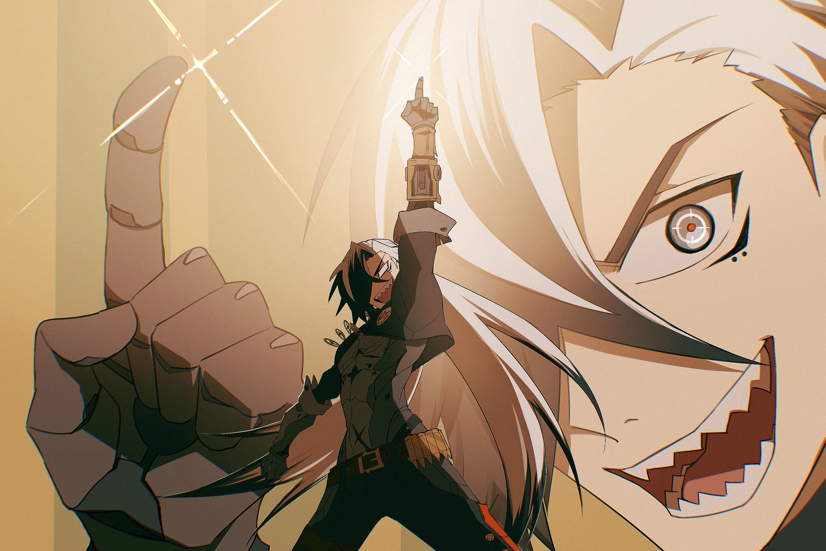 Safebooru - 1boy arm up belt black hair boke aho nara boothill (honkai ...