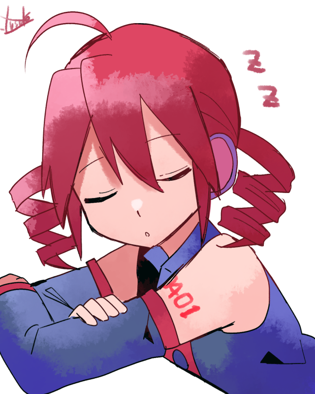 Safebooru - 1girl ahoge closed eyes crossed arms detached sleeves drill ...