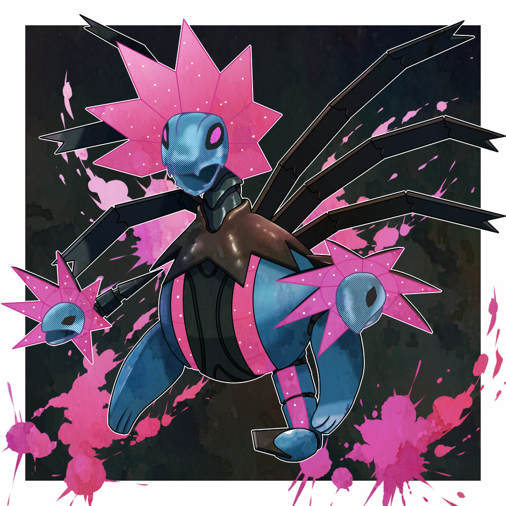 Safebooru - black background border commentary request fang full body ...