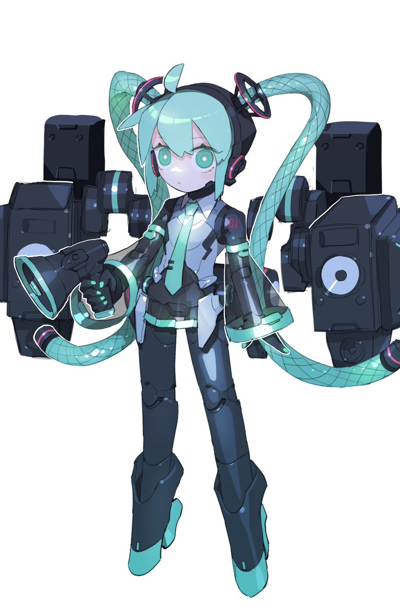 Safebooru - 1girl absurdly long hair ahoge android aqua eyes aqua hair aqua necktie bare ...