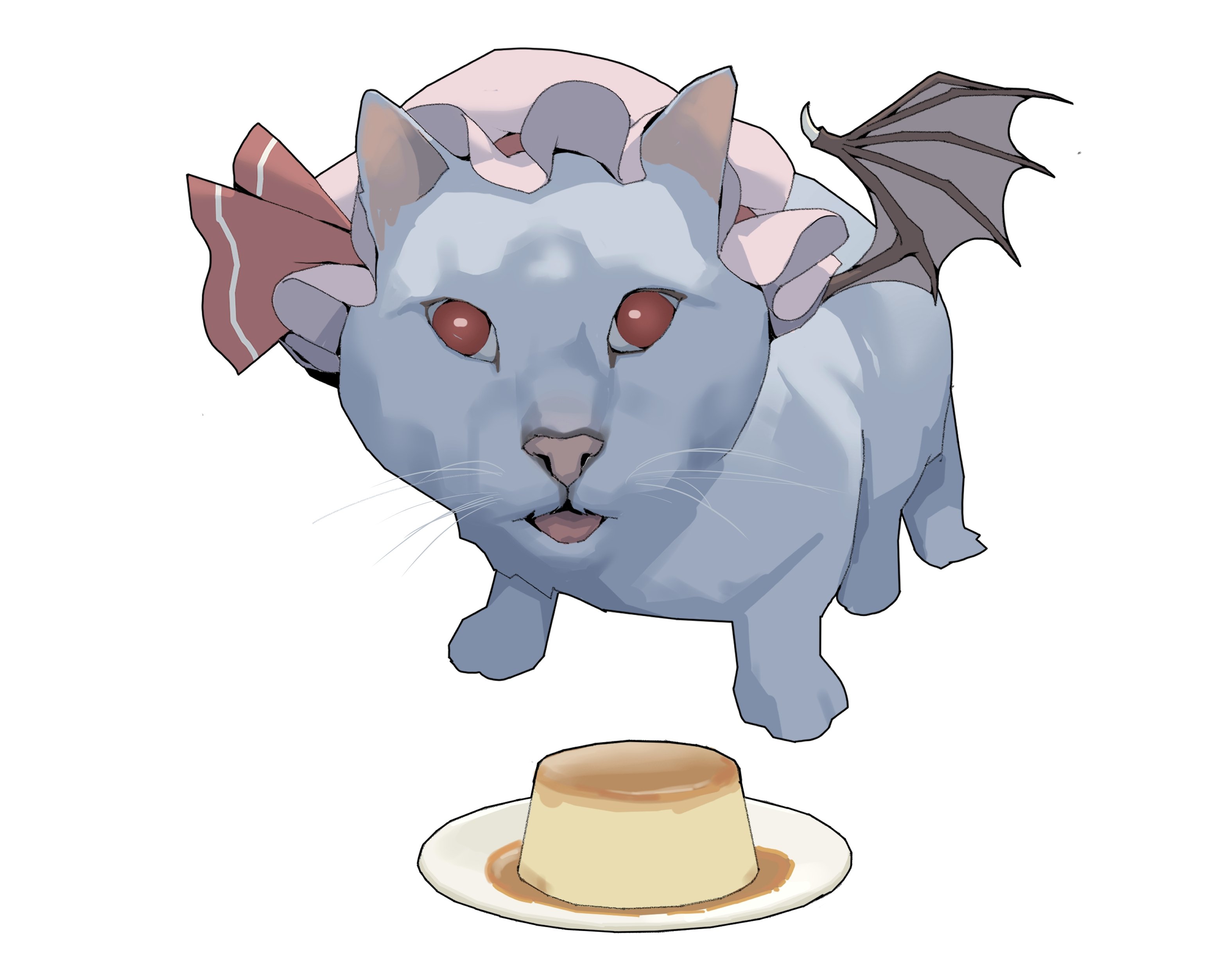 Safebooru - absurdres animal focus animalization bat wings bow cat food ...