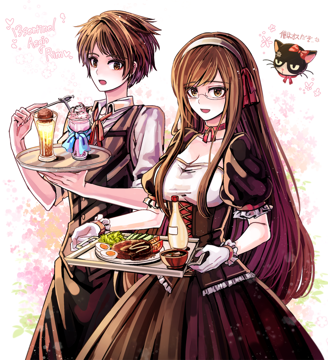 Safebooru - 1boy 1girl alternate costume bbing black vest brown corset brown eyes brown hair ...