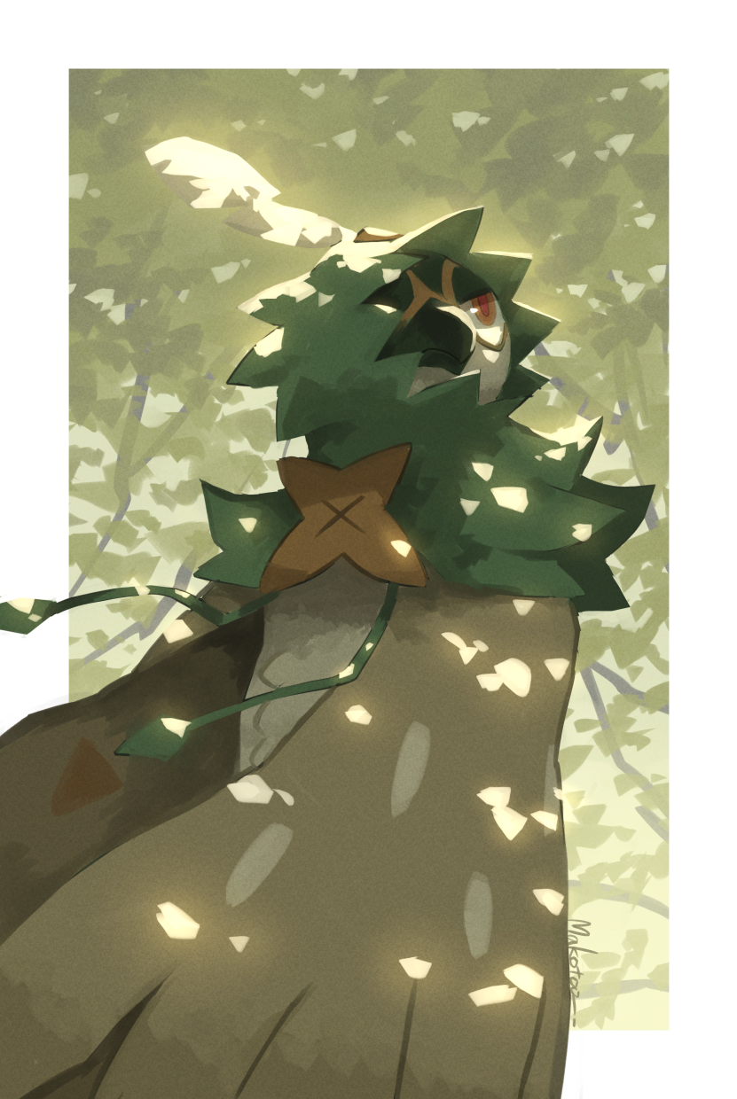Safebooru - beak bird brown feathers decidueye feathers forest green ...