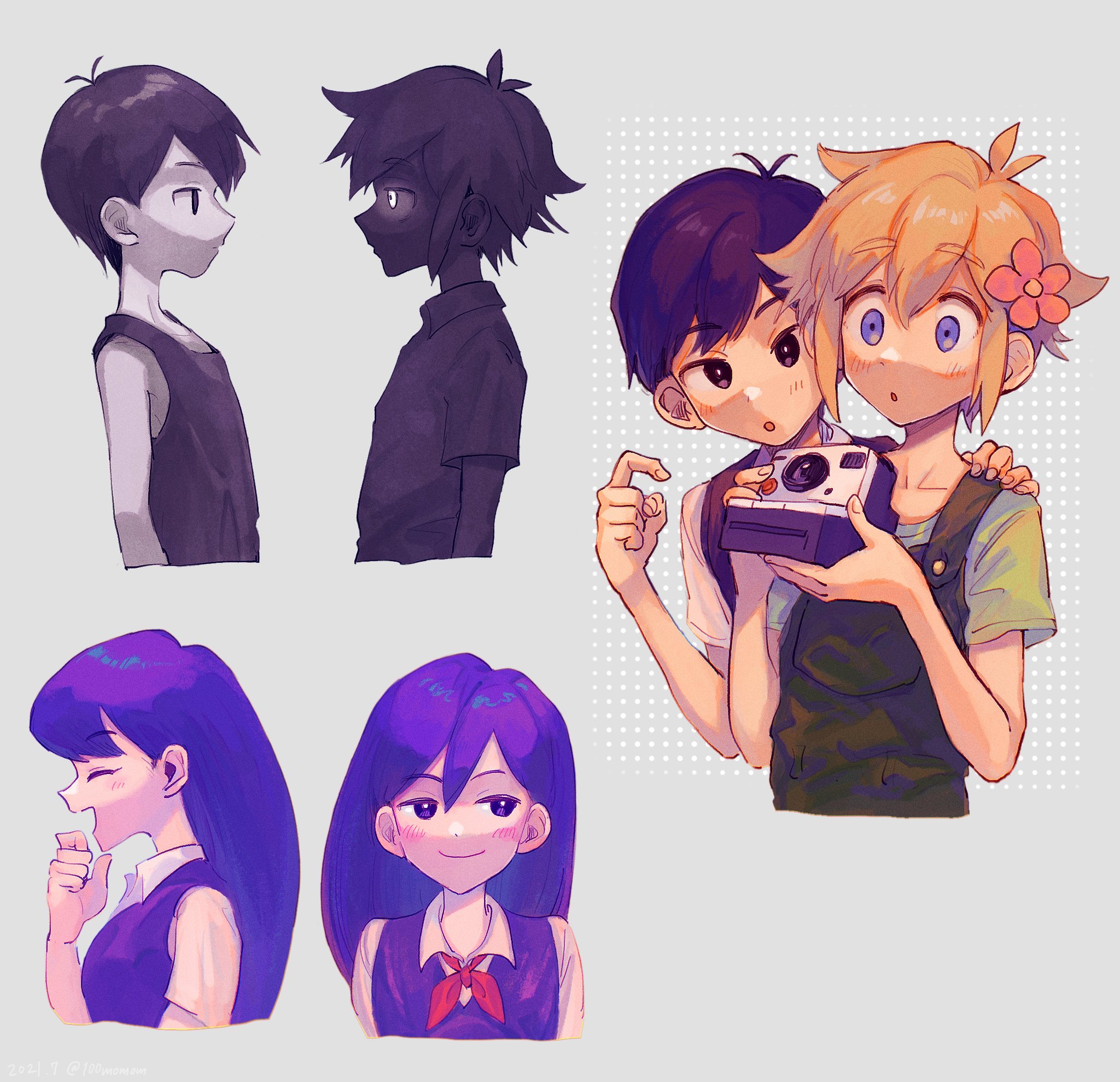 Safebooru - 4boys basil (faraway) (omori) basil (omori) black eyes ...