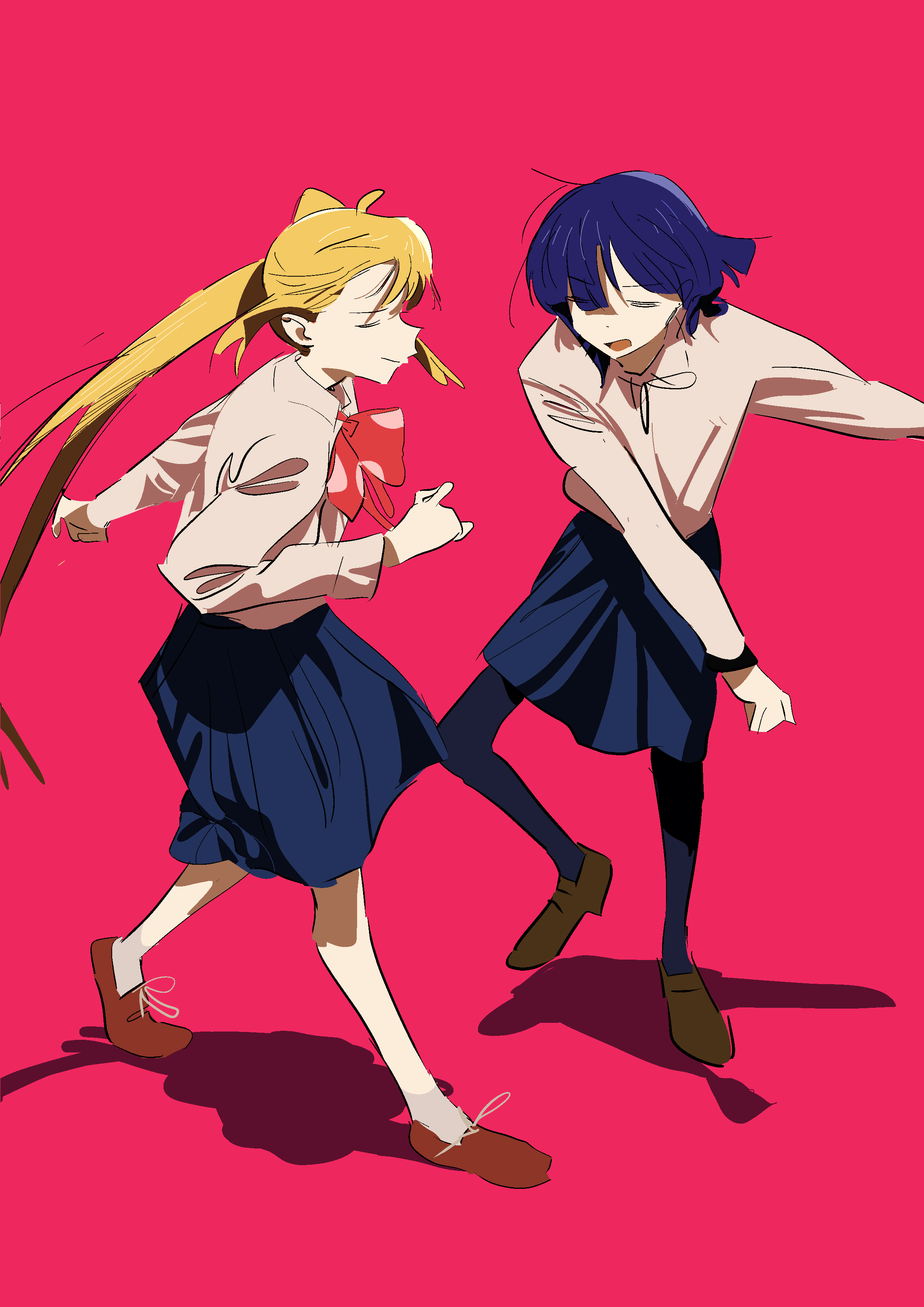 Safebooru - 2girls absurdres ahoge bad id bad twitter id black pantyhose blonde hair blue hair ...