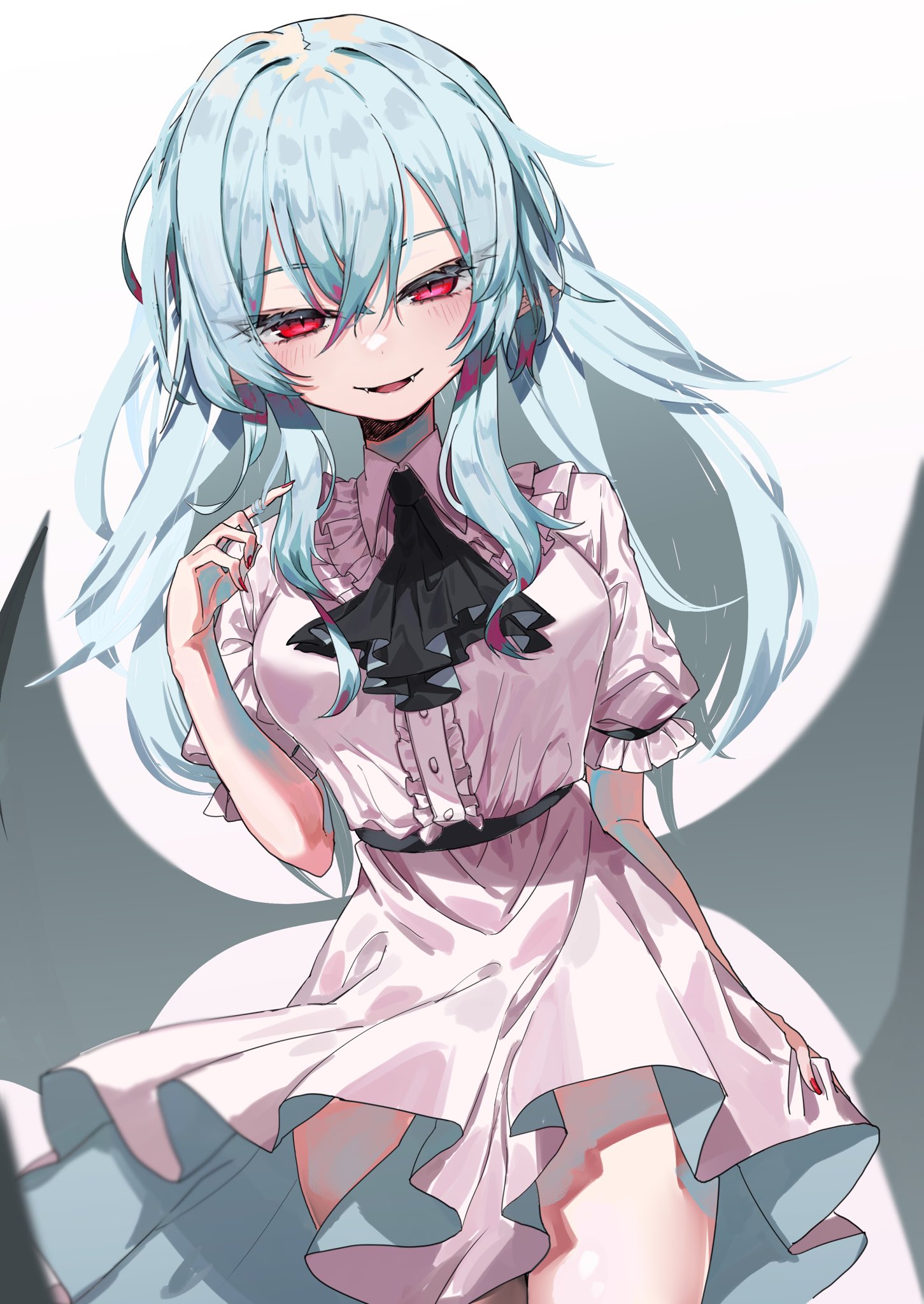 Safebooru - 1girl alternate hair length alternate hairstyle ascot bat wings black ascot blush ...
