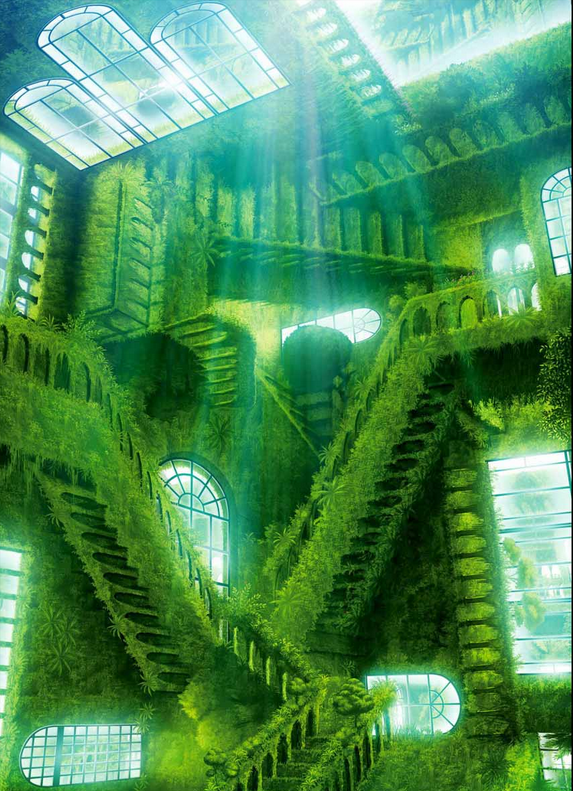 Safebooru - impossible architecture indoors moss no humans original ...