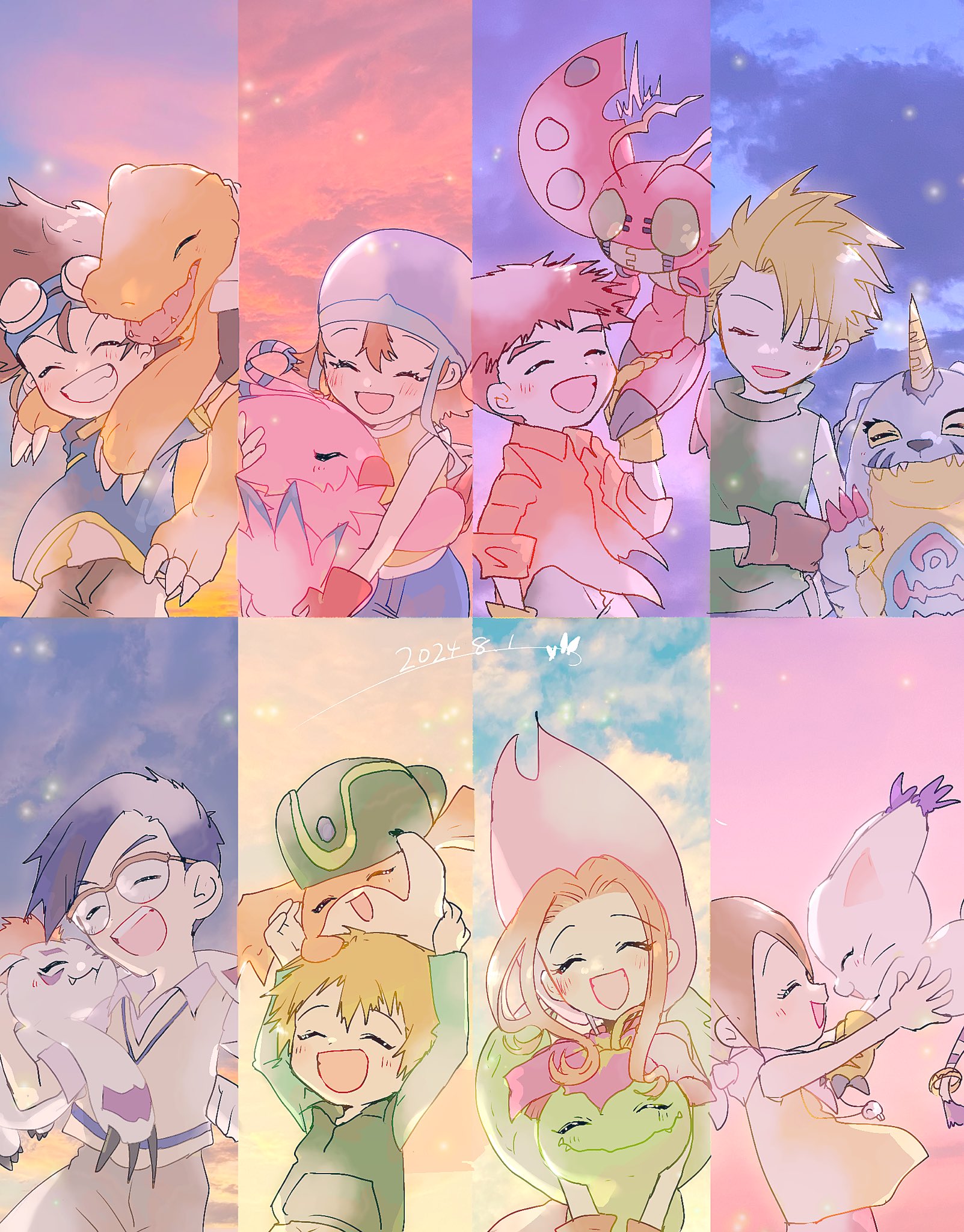 Safebooru - agumon animal hands bird blonde hair blue fur blue hair ...