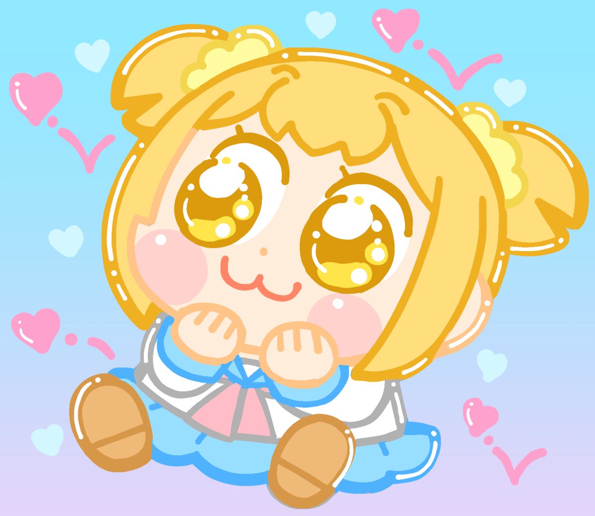 Safebooru - 1girl :3 bkub blonde hair blue background blue sailor ...