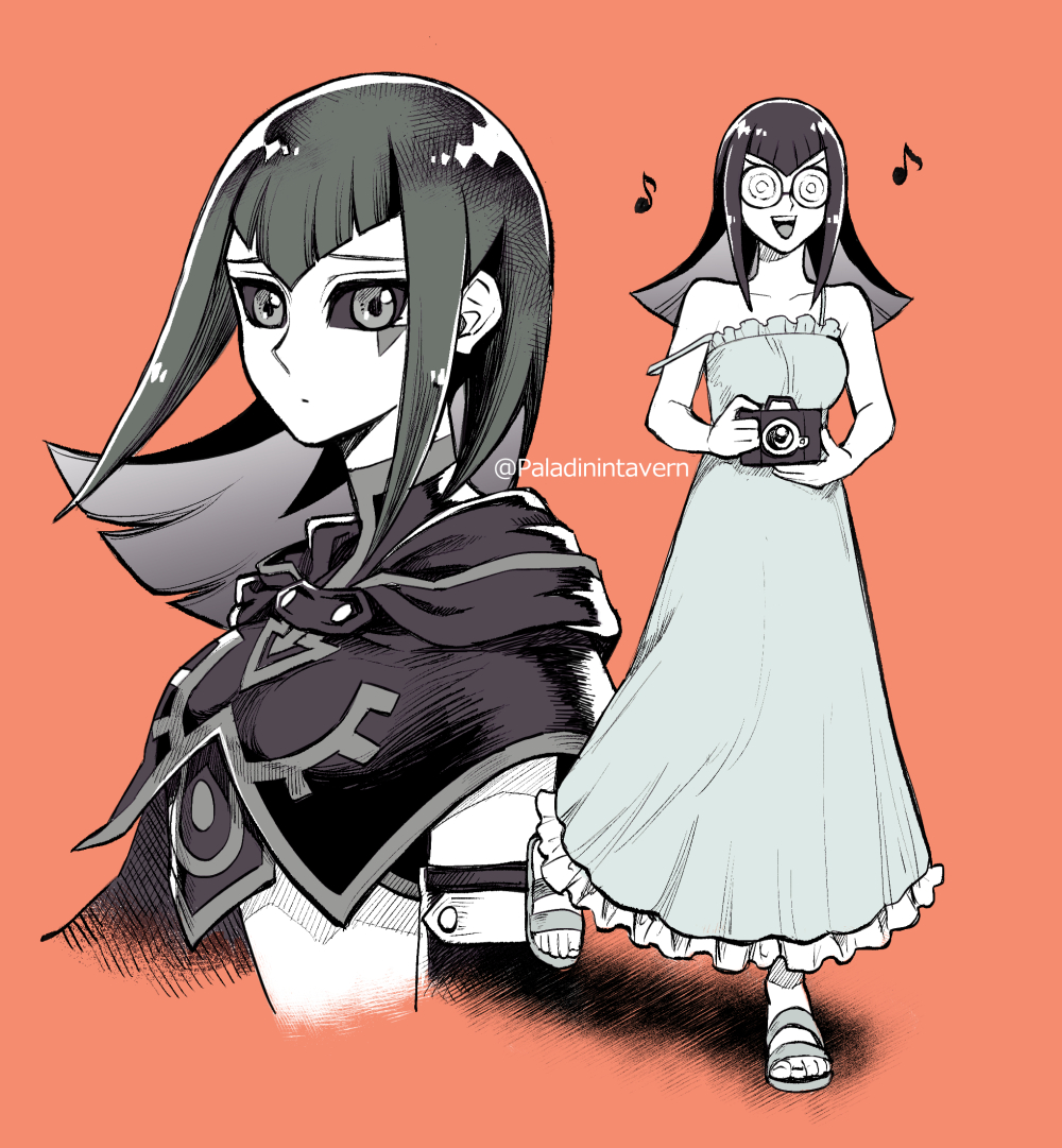 Safebooru - 1girl black gloves black hair black sclera breasts camera ...