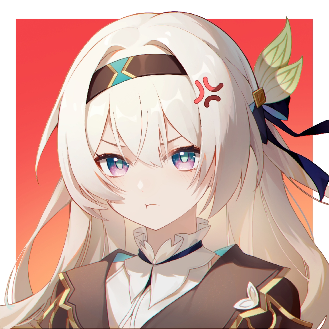 Safebooru - 1girl :t anger vein black hairband collared shirt firefly (honkai: star rail) grey ...