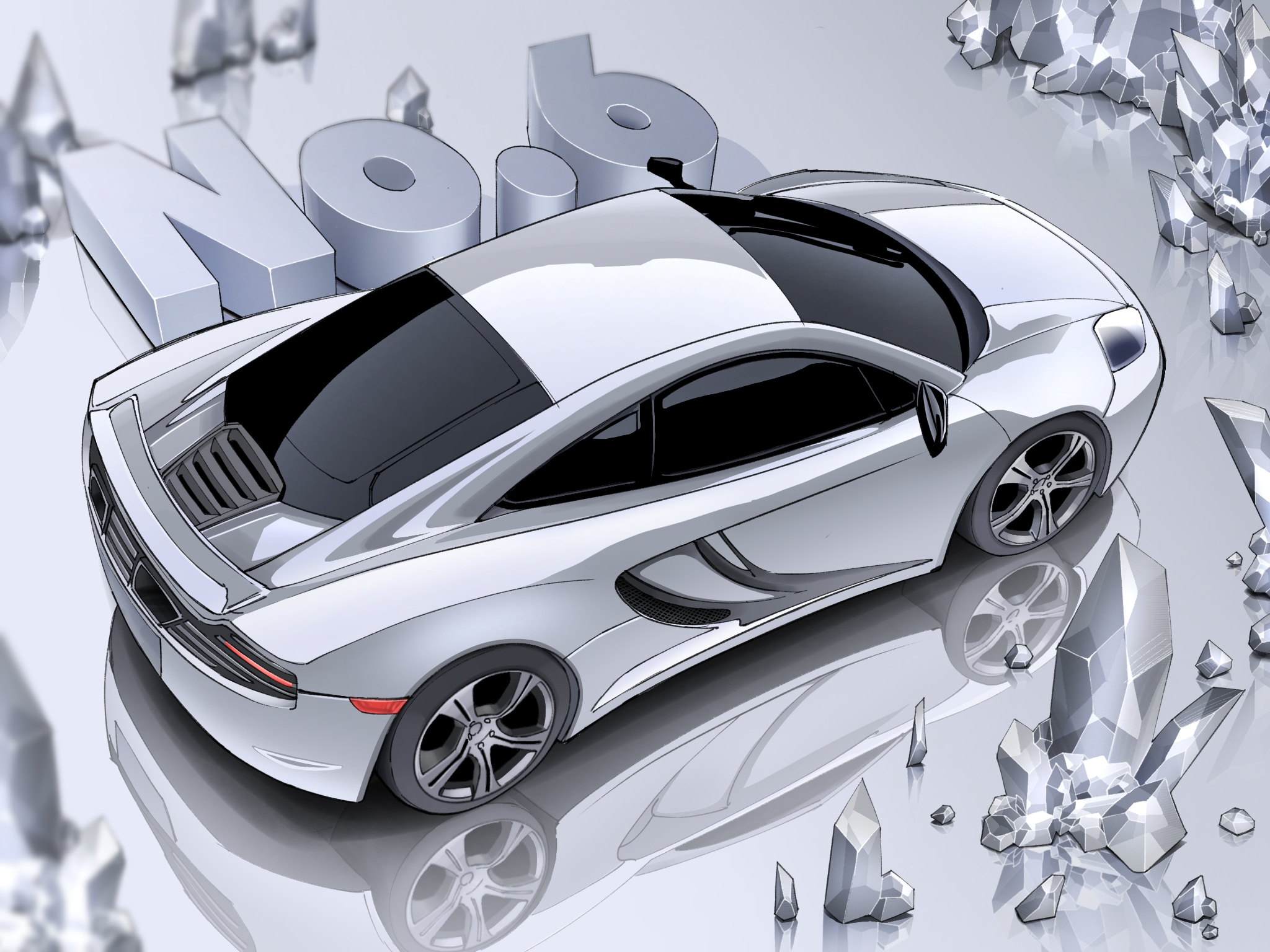 Safebooru - car commentary crystal from above grey background highres mclaren mclaren mp4-12c ...