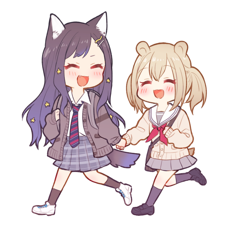 Safebooru - 2girls animal ears azusawa kohane bear ears beru popooo black footwear black hair ...