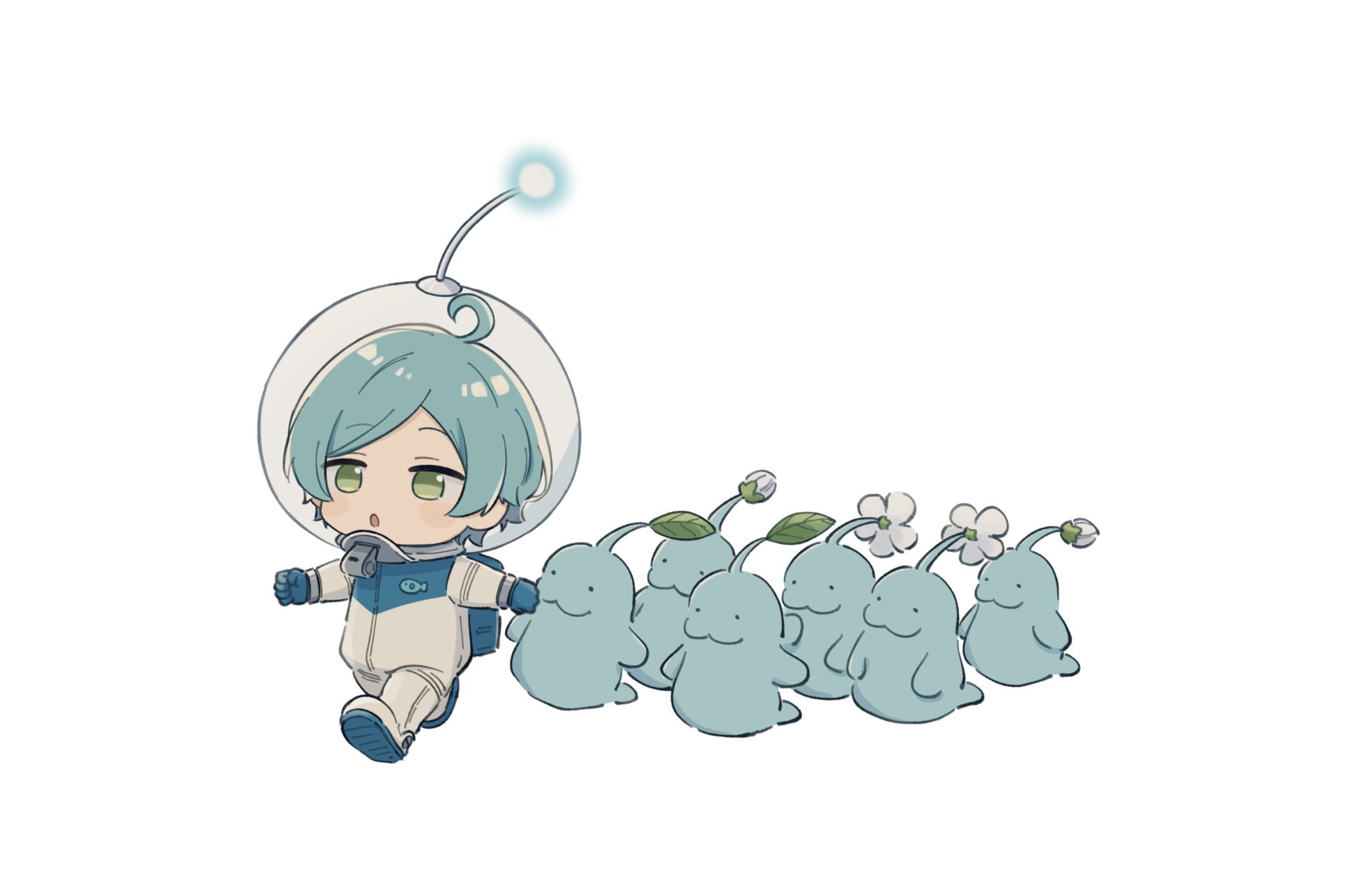 Safebooru - 1boy :o ahoge alph (pikmin) alph (pikmin) (cosplay) behind ...