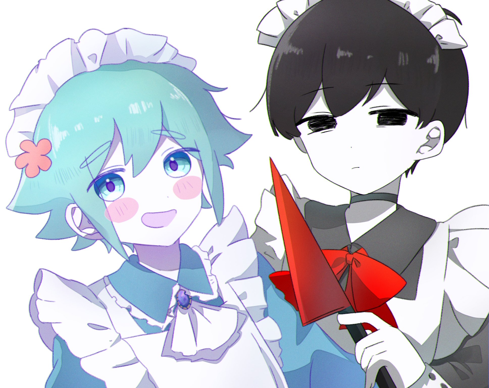 Safebooru - 2boys alternate costume basil (headspace) (omori) basil (omori) black eyes black ...