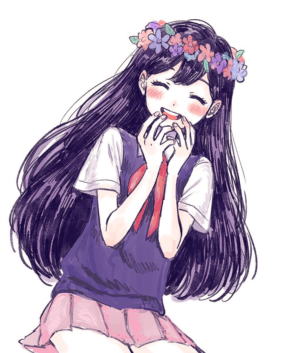 Safebooru - 1girl blush collared shirt colored skin flower head wreath highres mari (headspace ...