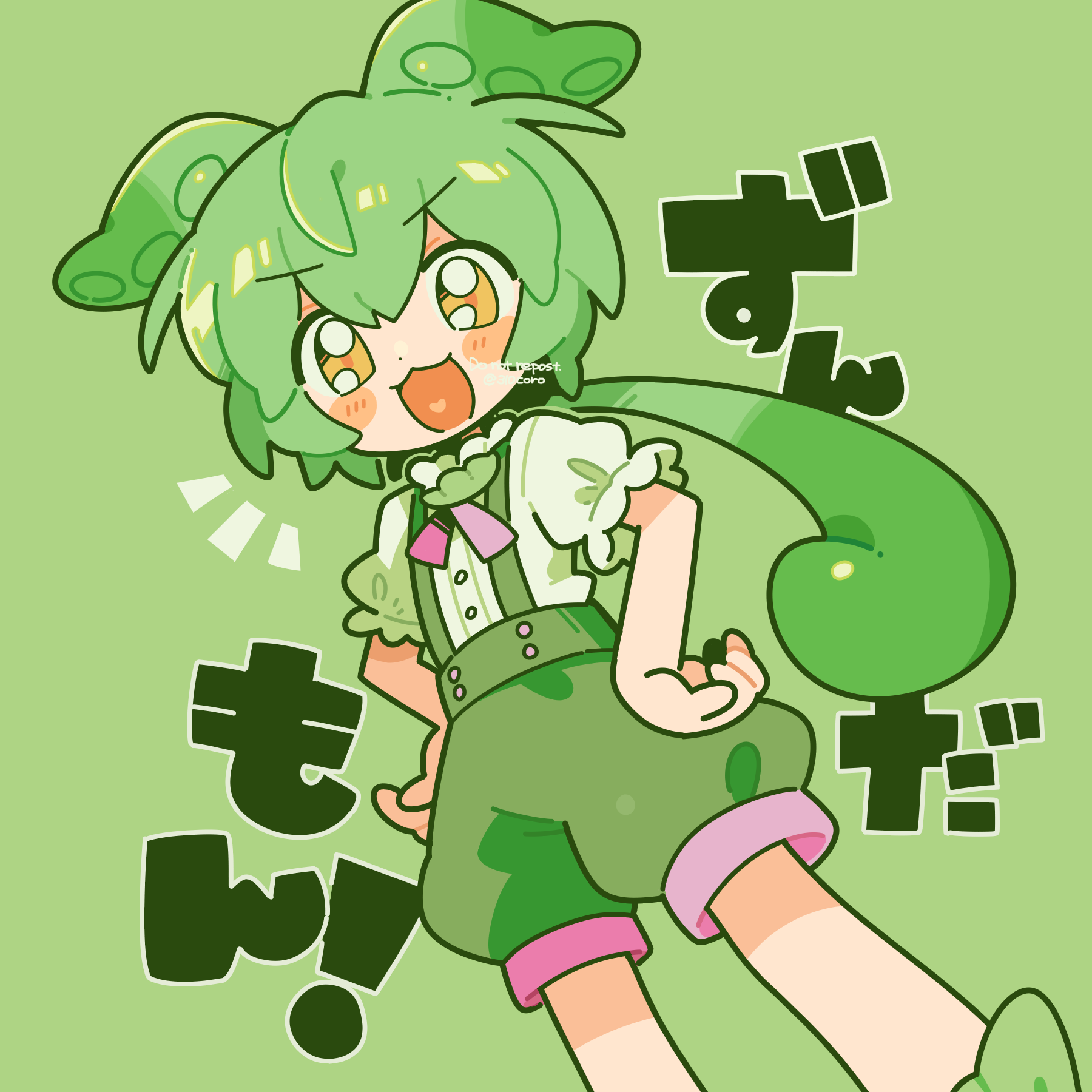 Safebooru - 1girl :3 blush stickers character name green background ...