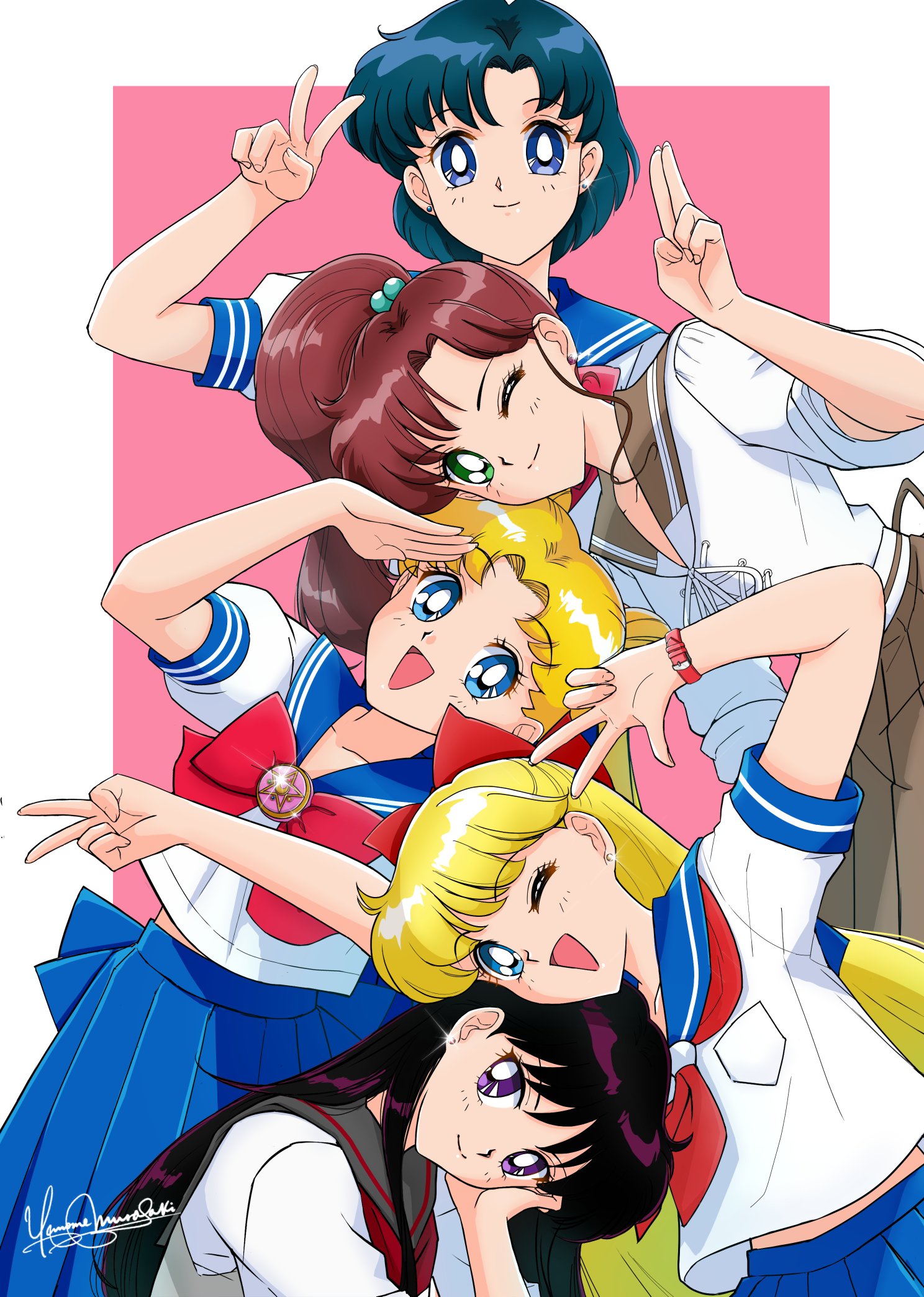 Safebooru - 5girls aino minako artist name bishoujo senshi sailor moon black hair blue eyes blue ...