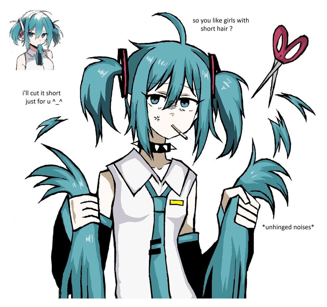 Safebooru - 1girl ahoge alternate hair length alternate hairstyle anger ...