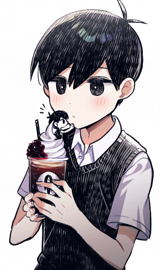 Safebooru - 2boys black eyes black hair black sweater vest bright ...