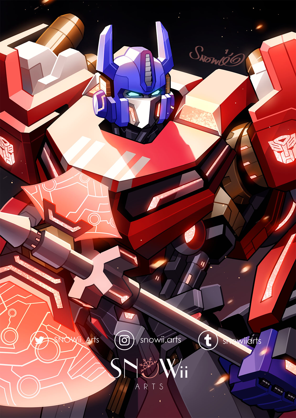 Safebooru - autobot axe battle axe blue eyes commission glowing glowing ...