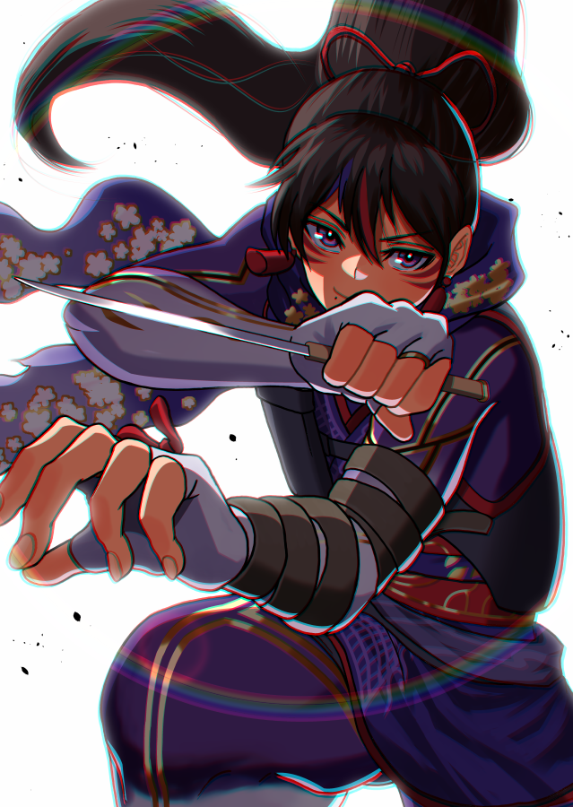 Safebooru - 1girl akisu k black hair colored tips kitsune marks ...