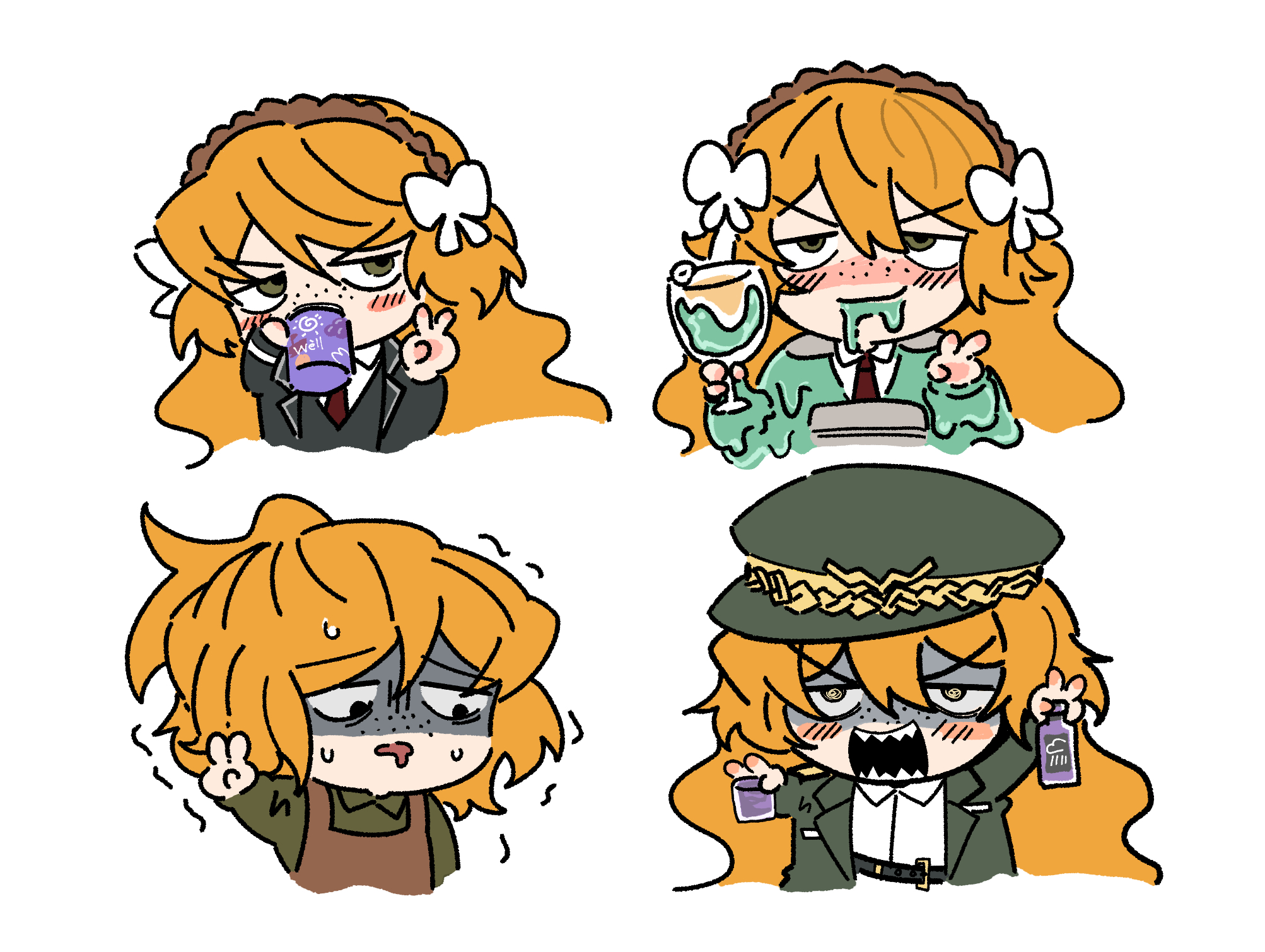 Safebooru - 4girls apron blush brown apron chiikawa four expressions ...