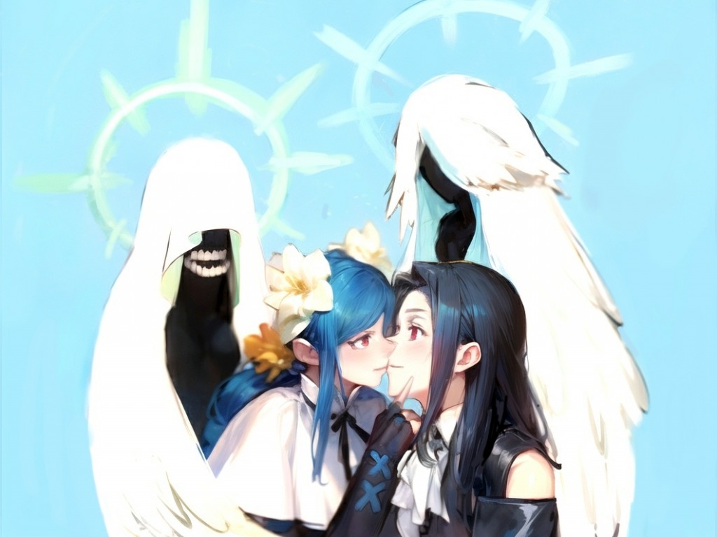 Safebooru - bare shoulders blue hair couple couple in love dizzy (guilty gear) guilty gear ...
