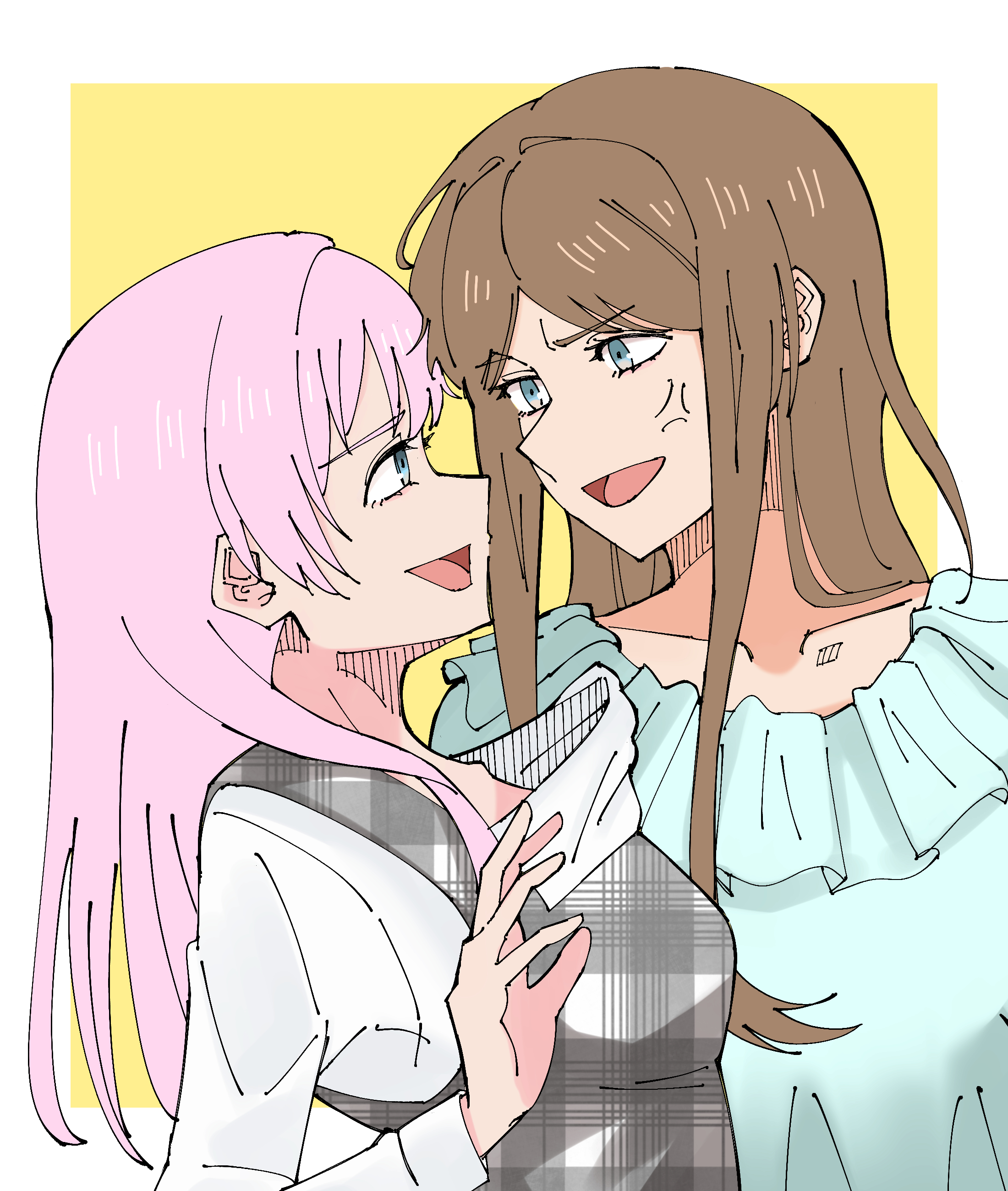 Safebooru - 2girls absurdres anger vein bang dream! bang dream! it's mygo!!!!! blue shirt border ...