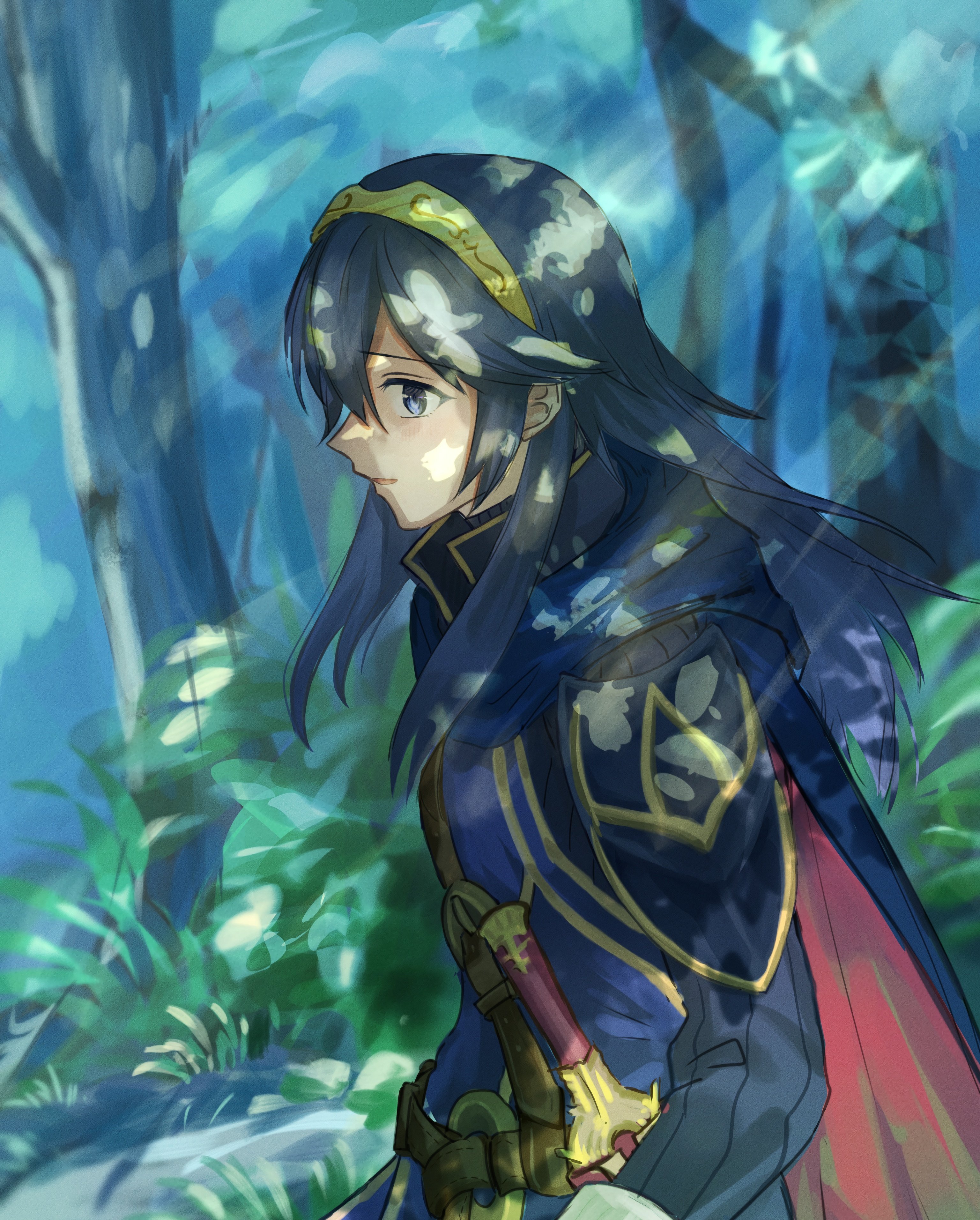 Safebooru - 1girl absurdres armor blue cape blue eyes blue hair brand of the exalt cape fire ...