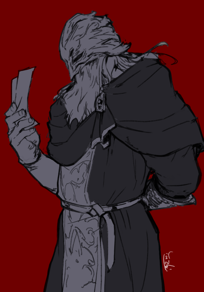 Safebooru - 1boy ahamma arm behind back capelet cowboy shot elden ring ...